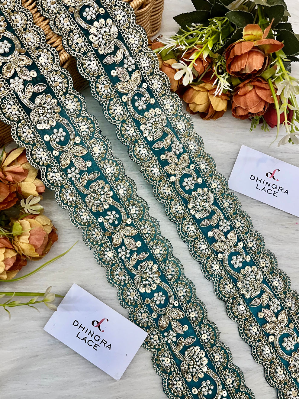 Beautiful Net Based Handwork Border 250325 – Dhingra Lace