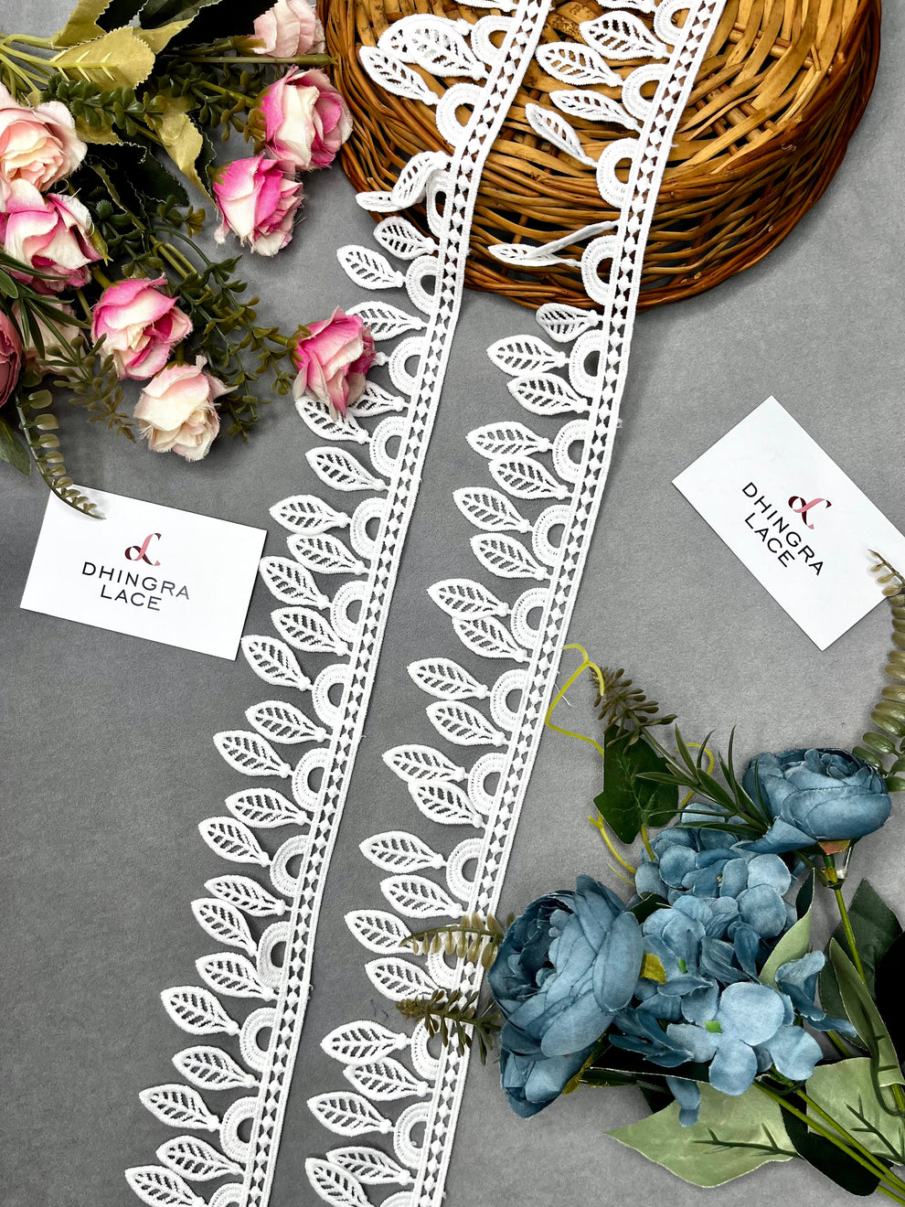Beautiful White Cotton Hanging Leaf Lace 060824 C2 – Dhingra Lace